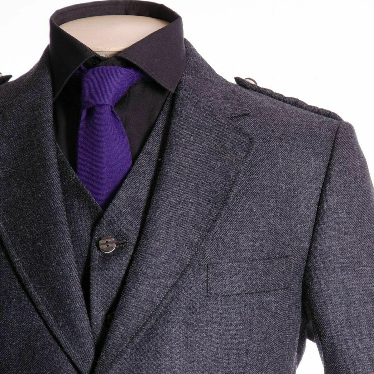 Crail Kilt Jacket and Waistcoat, Grey Charcoal Scottish - Ayaan Products